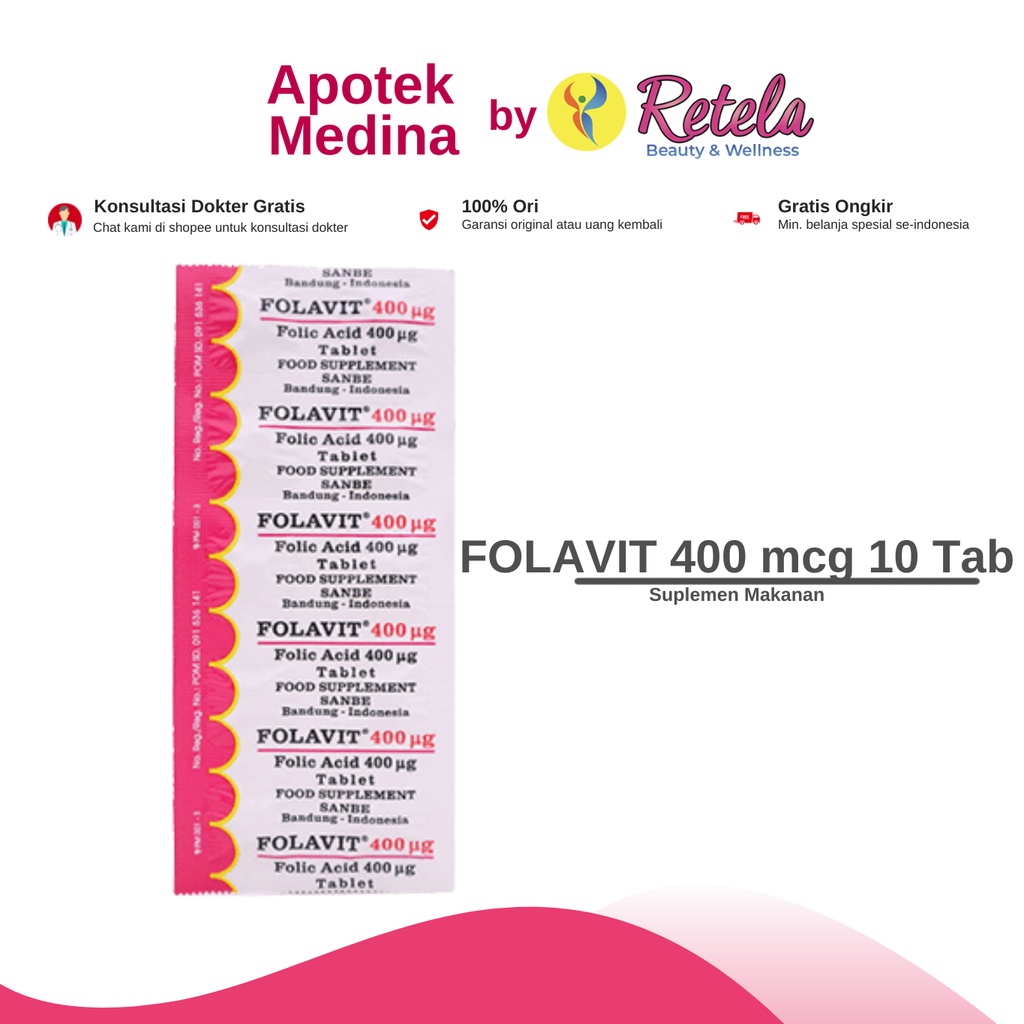 Jual Folavit 400 mcg 10 Tablet / Suplemen Promil / Asam Folat ...