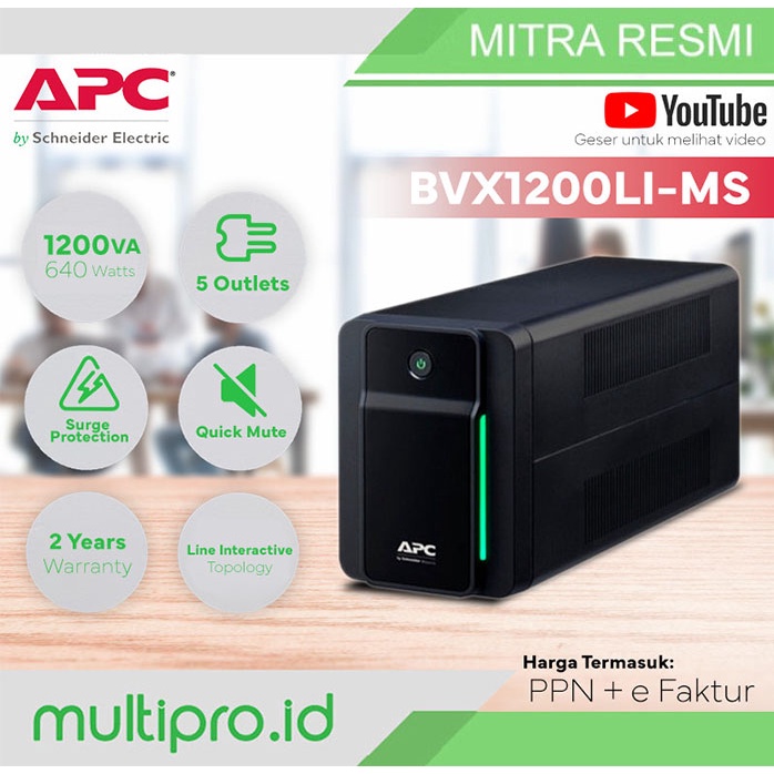 Jual UPS APC Easy UPS BVX 1200VA 650W BVX1200LI-MS BVX1200 | Shopee ...