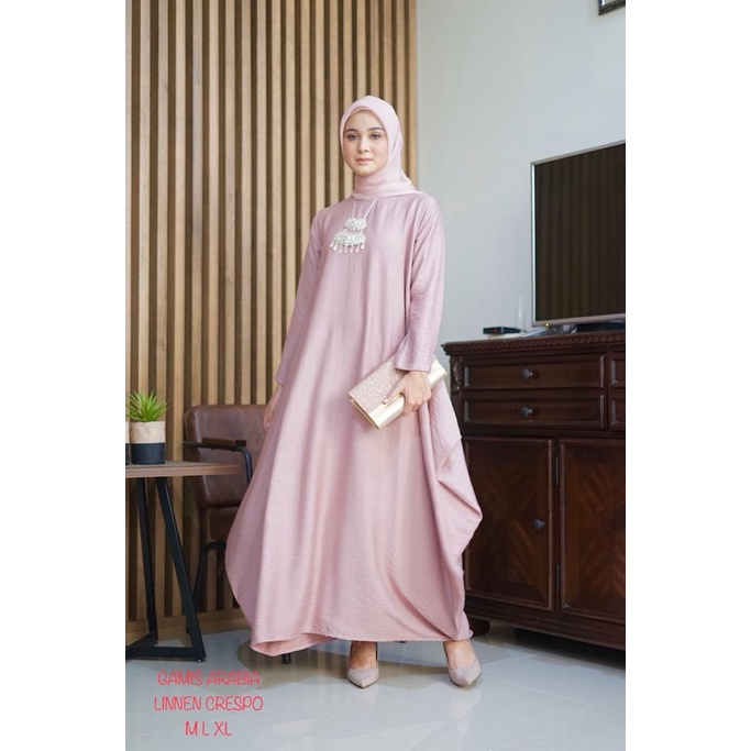 Jual Gamis wanita polos terbaru brand kamari katun linen crespo premium ...