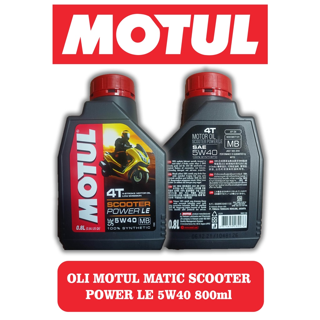 Jual PAKET OLI MOTUL MATIC SCOOTER POWER LE 5W40 800ml SINTETIK (66671 ...
