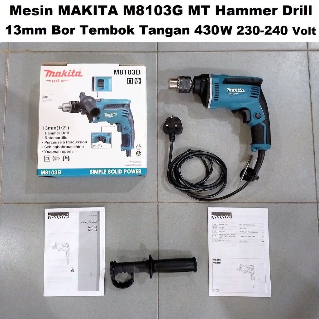 Jual Mesin MAKITA M8103G MT Hammer Drill 13mm Bor Dingging Tembok Tangan M 8103 G | Shopee Indonesia