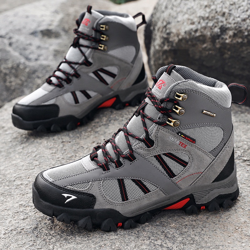 Jual Sepatu Hiking Boot Tinggi Snta 499 Grey Red Trekking/Gunung ...