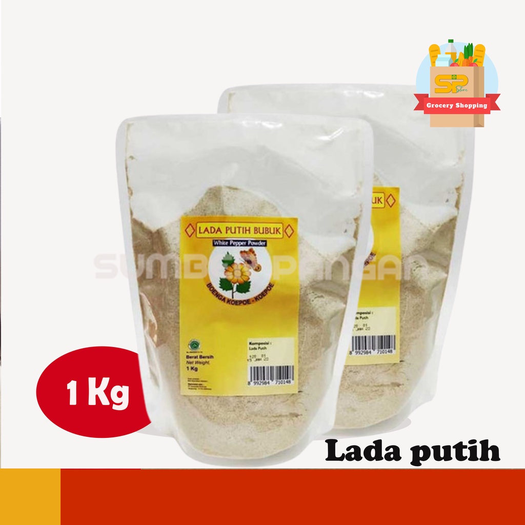 Jual LADA PUTIH BUBUK CAP BOENGA KOEPOE KOPOE (BUNGA KUPU KUPU) 1 KG ...