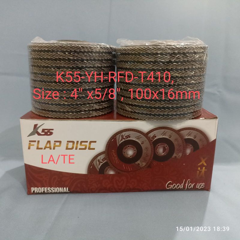 Jual FLAP DISC AMPLAS TUMPUK SUSUN GERINDA 20PCS K55-YH-RFD-T410 #100 ...
