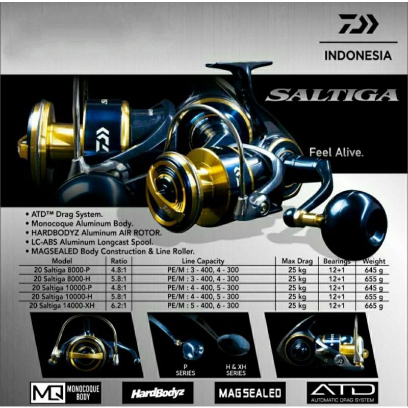 Jual Reel Daiwa Saltiga 20 14000XH - 10000H - 10000P - 8000P - 8000H ...