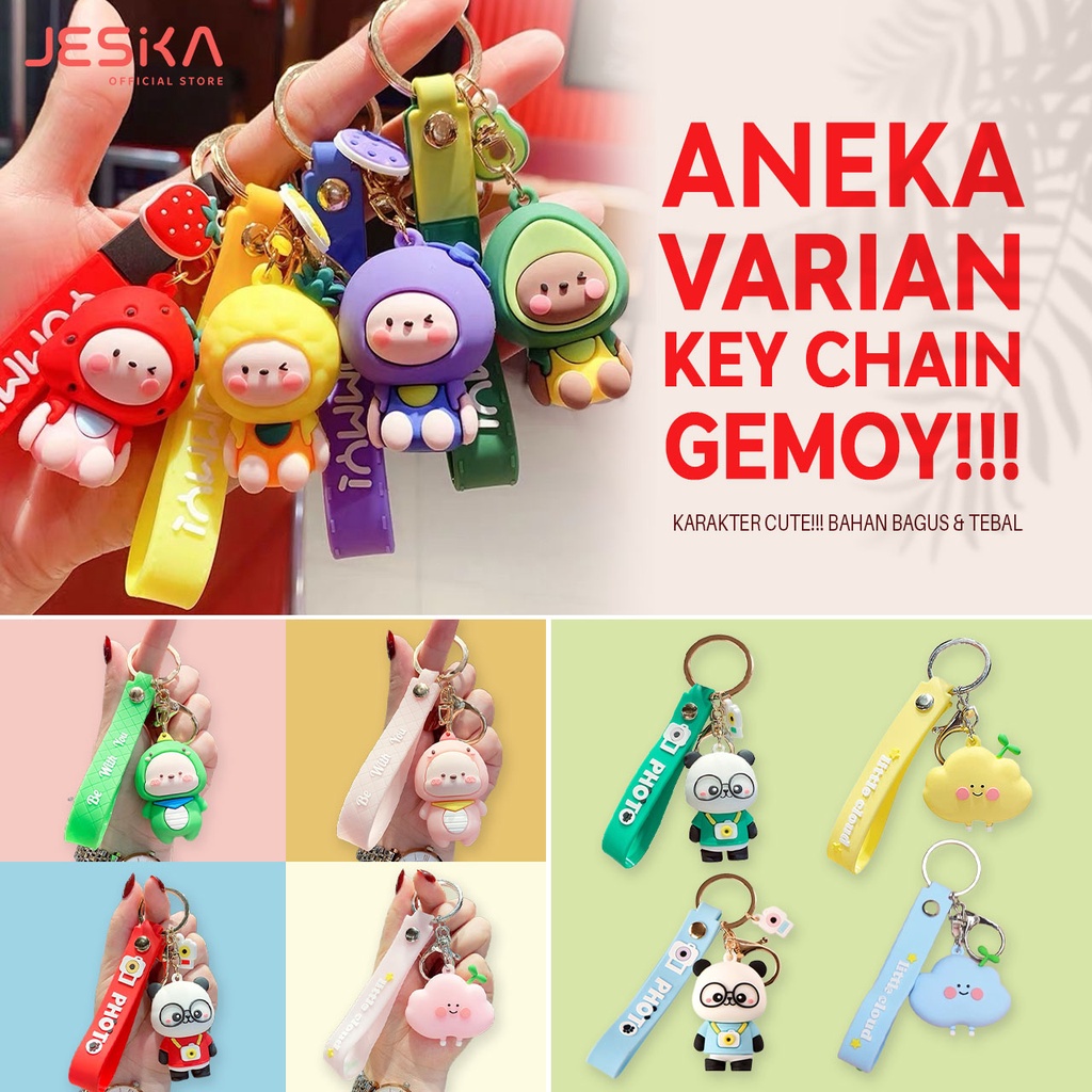 Jual Gantungan kunci key chain gemoy anak karakter panda 3d kartun ...