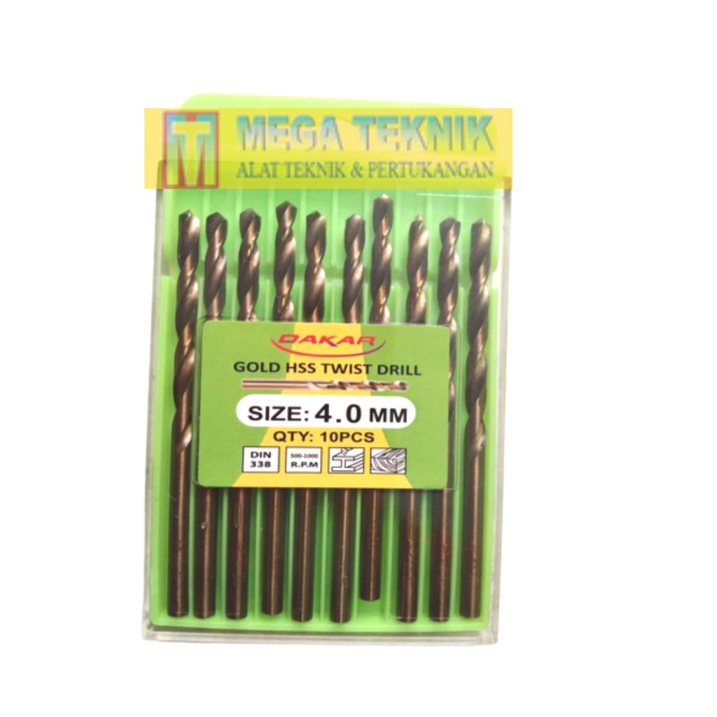 Jual [10 PCS] MATA BOR BESI KUNING 4MM HSS MERK DAKAR | Shopee Indonesia