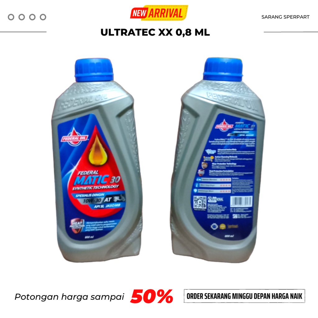 Jual ( FEDERAL MATIC 30 SILVER ) ORIGINAL 10W-30 AT 800ml untuk motor Honda BeAT Honda BeAT ...