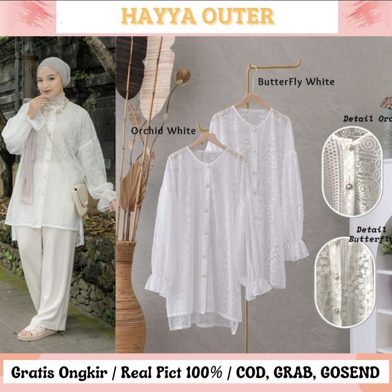 Jual HAYYA OUTER / OUTER BRUKAT PUTIH KONDANGAN / OUTER LACE | Shopee ...