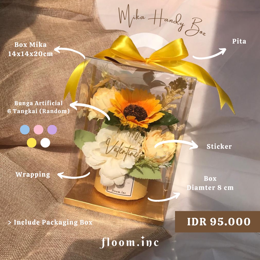 Jual [PO H-1] Flower Mika Handy Box Bloom Box Gift Flowers Artificial ...