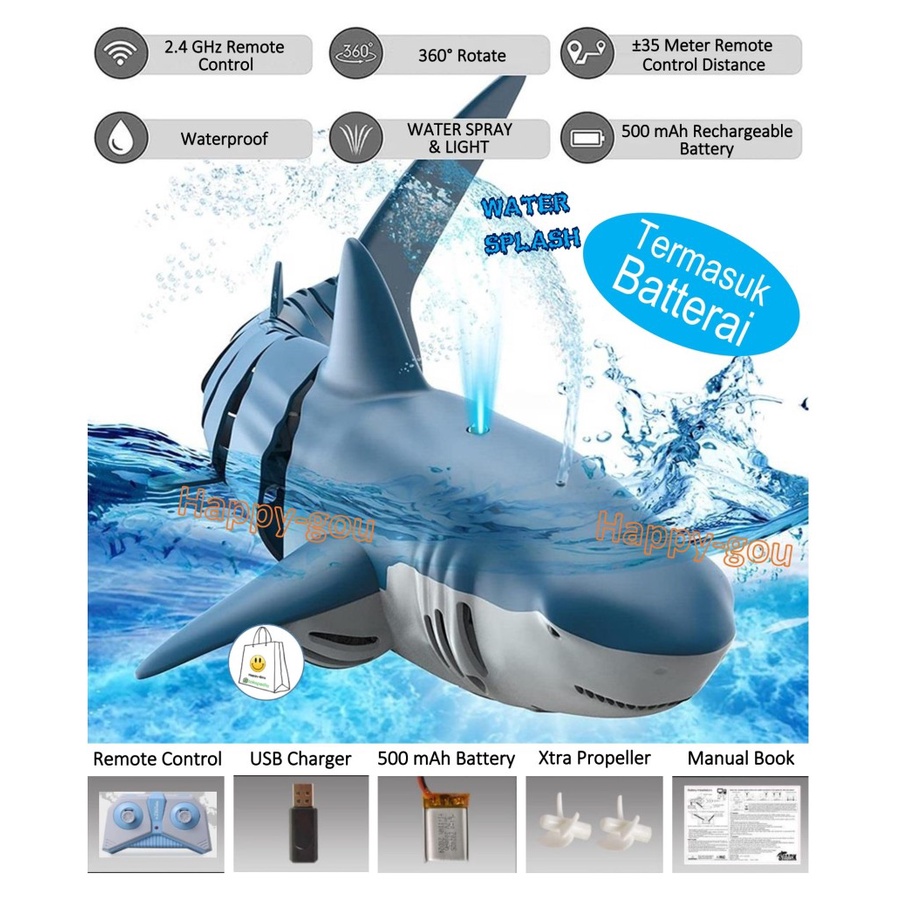 Jual Mainan Rc Ikan Hiu Led Shark Kapal Robot Remote Control | Shopee ...
