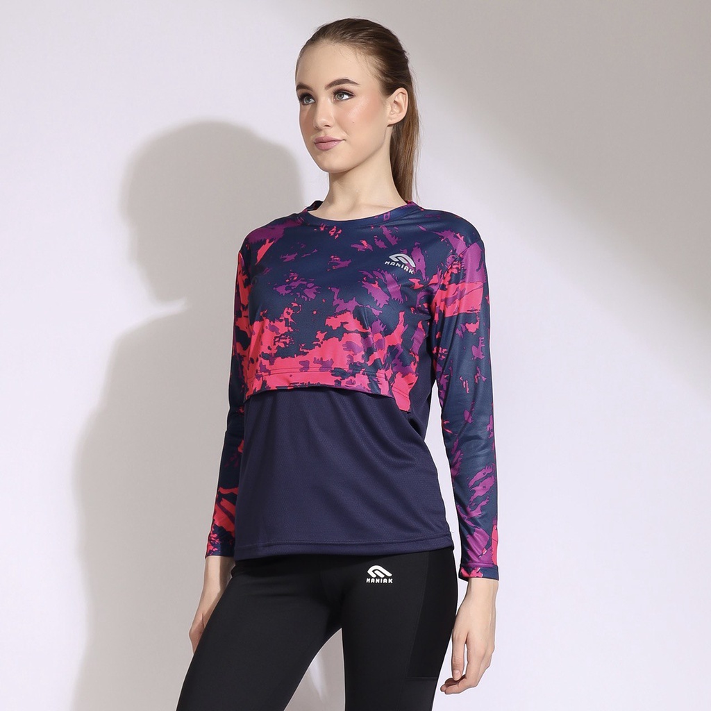 Jual MANIAK Baju Olahraga Running Wanita Kaos Lari Lengan Panjang Senam Sporty Gym Fitnes Zumba ...