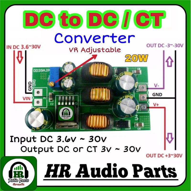 Jual Modul Step Up DC to DC to CT 20W Adjust DC 3.6v~30v to DC/CT 3v ...