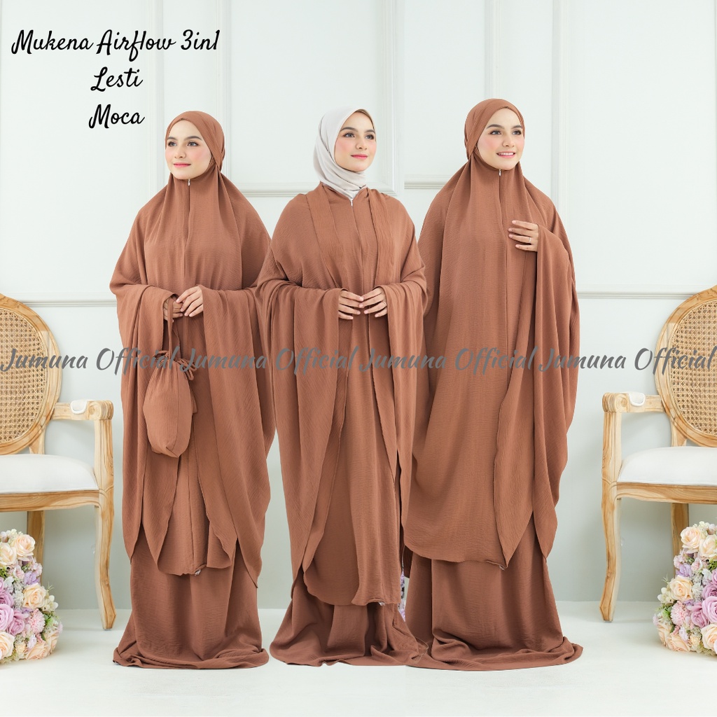 Jual jumuna-Mukena Dewasa Crinkle Airflow 3in1 Lesti, Safeea | Shopee ...