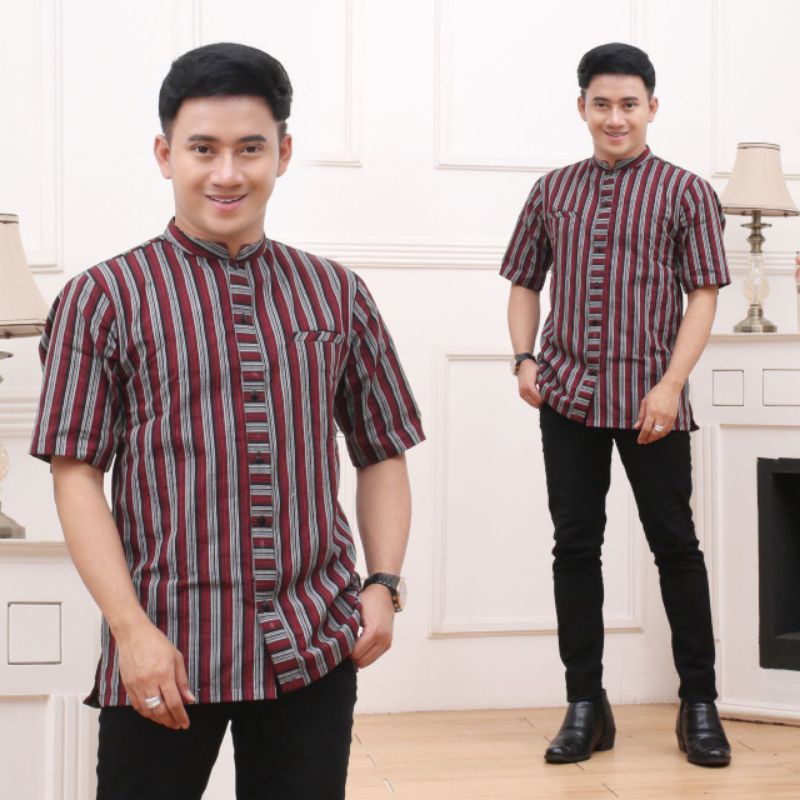 Jual Hem lurik motif terbaru adat Jawa Hem tradisional lurik Hem pria ...