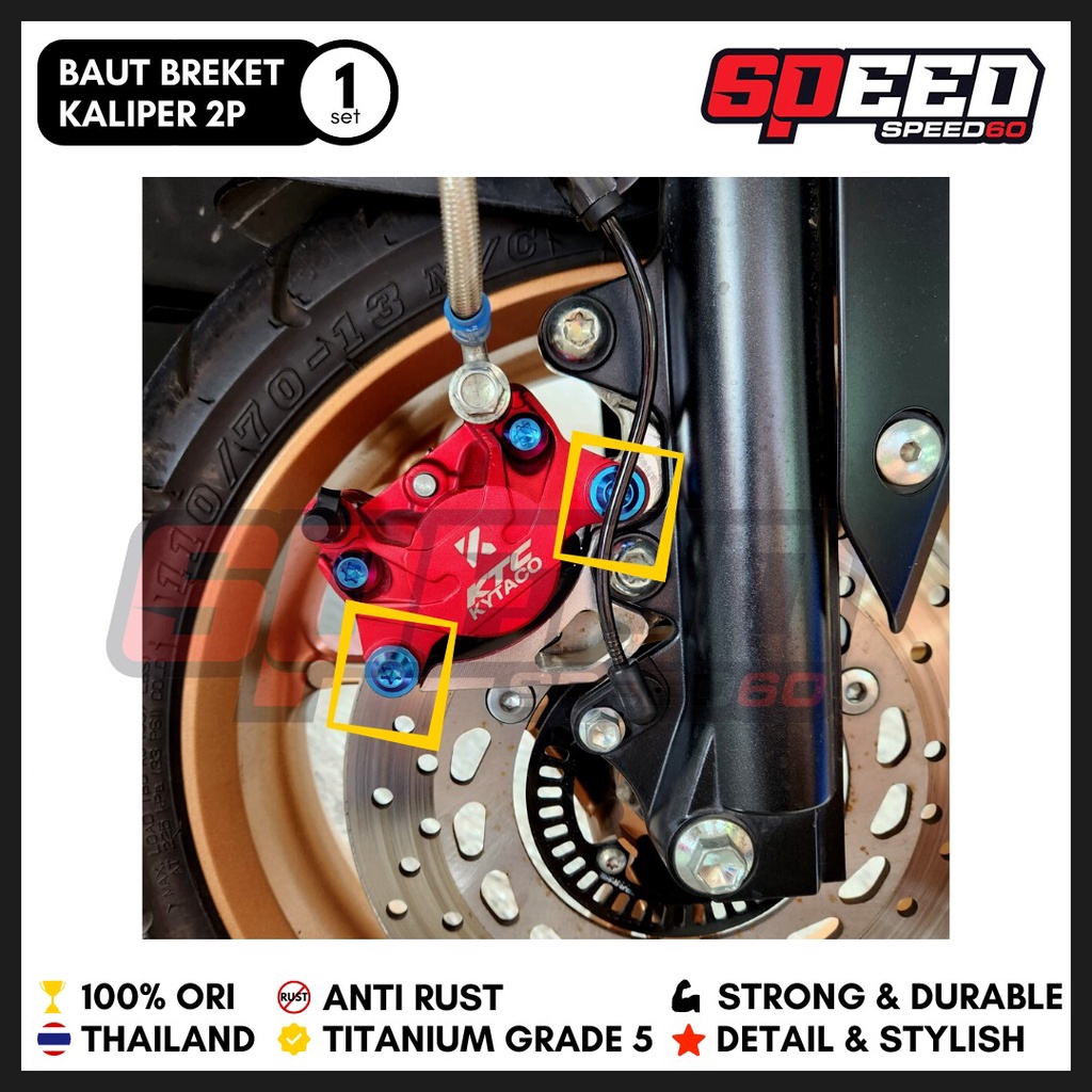 Jual Titanium Probolt Baut Breket Kaliper 2 Piston Grade 5 King Nut Thailand | Shopee Indonesia