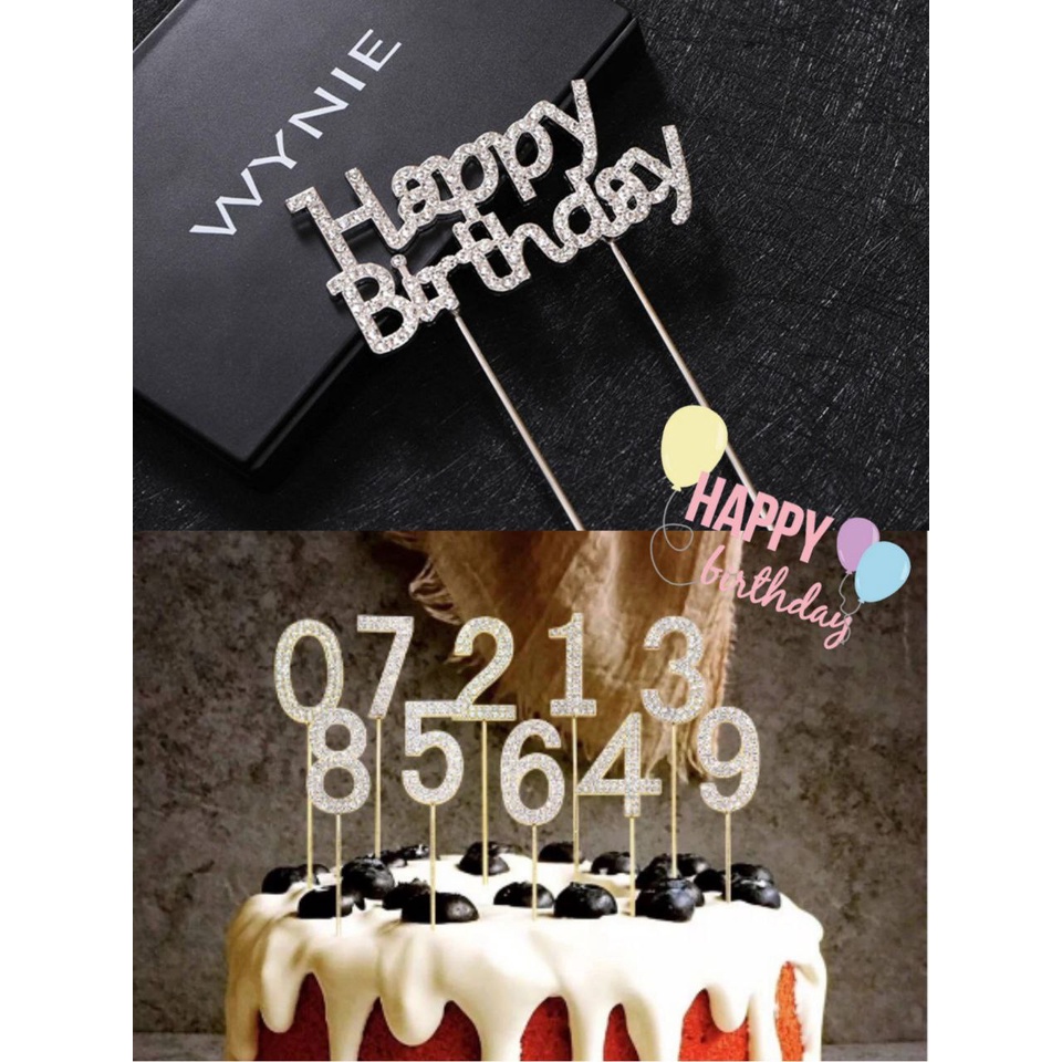 Jual CAKE TOPPER UCAPAN HAPPY BIRTHDAY DIAMOND DAN ANGKA 0-9 BAHAN BESI ...