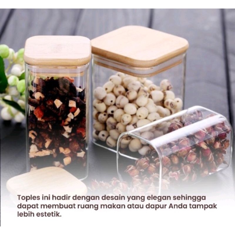 Jual ALICIA TOPLES KACA TUTUP KAYU MODEL KOTAK / MAKANAN KEDAP UDARA ...