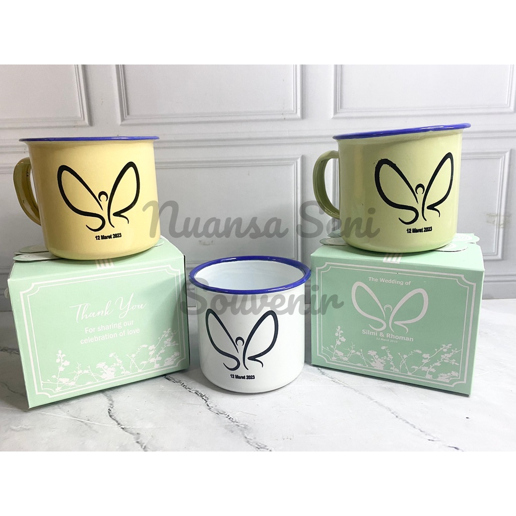Jual Souvenir Gelas Enamel Cangkir Kopi Jadul Tumbler Mug Minum Kaleng ...