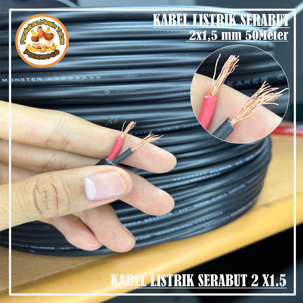 Jual Kabel Listrik Serabut 2X1,5 HITAM PERMETER | Shopee Indonesia