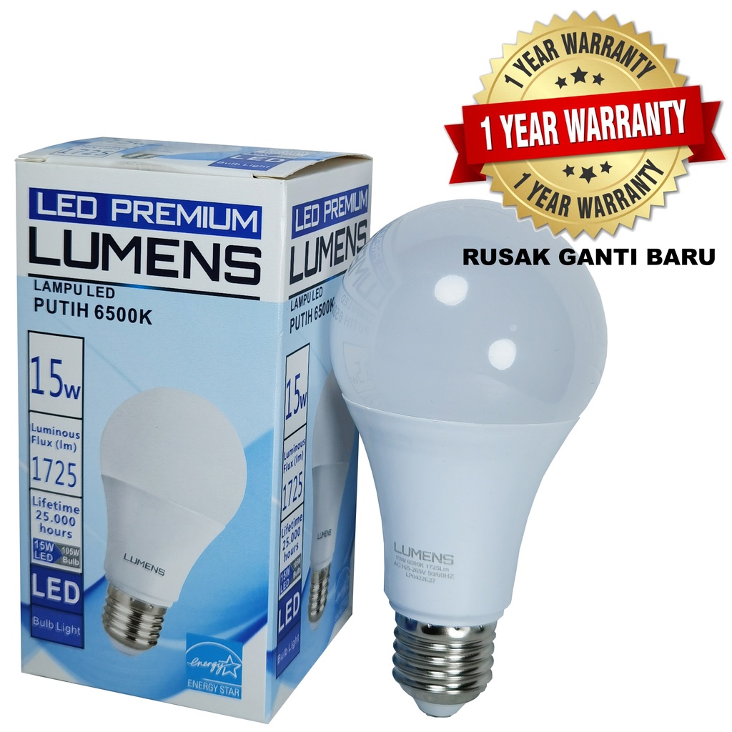 Jual Lampu LED LUMENS 15w 15 watt 15watt PUTIH atau KUNING TERANG MURAH, 110++ Lm/W (umumnya 90 ...