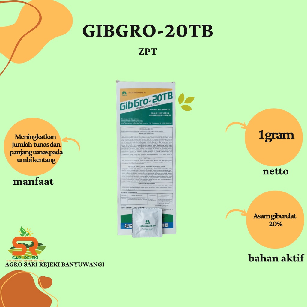 Jual GIBGRO 20TB 1GRAM GIBBRELIC ACID ZAT PENGATUR TUMBUH TANAMAN ...