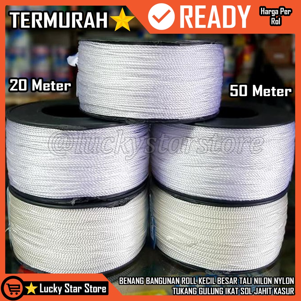 Jual BENANG BANGUNAN PUTIH ROLL KECIL BESAR TALI NILON NYLON TUKANG ...