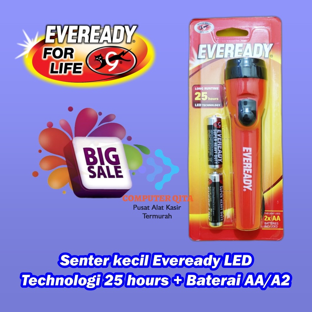 Jual Senter kecil Eveready LED Technologi 25 hours + Baterai AA/A2 ...