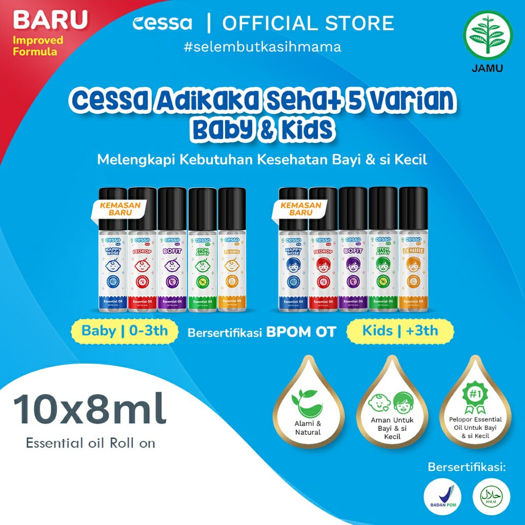 Jual CESSA Baby Kids Natural Essential Oil 8ml / Cessa Biru Cough N Flu Happy Nose / Batuk Pilek ...