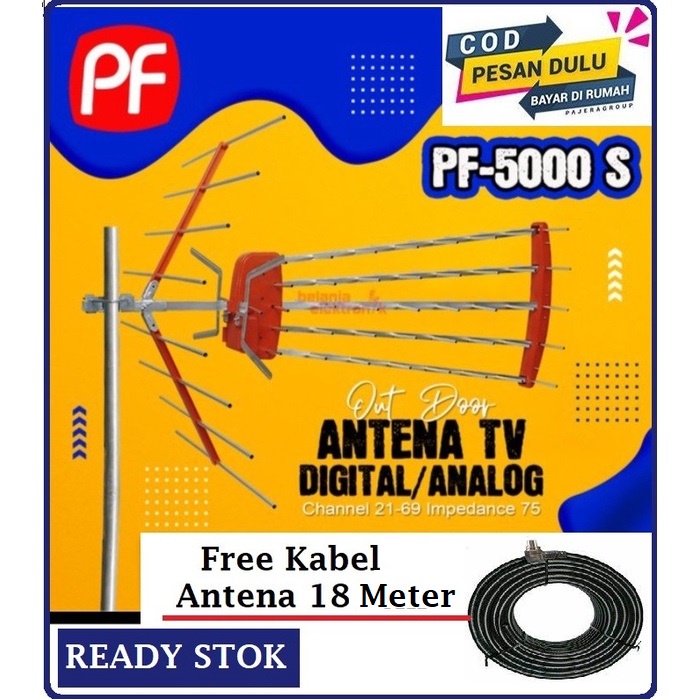 Jual Antena TV PF-5000 Antena Luar Free Kabel Antena 18 Meter Antena TV ...