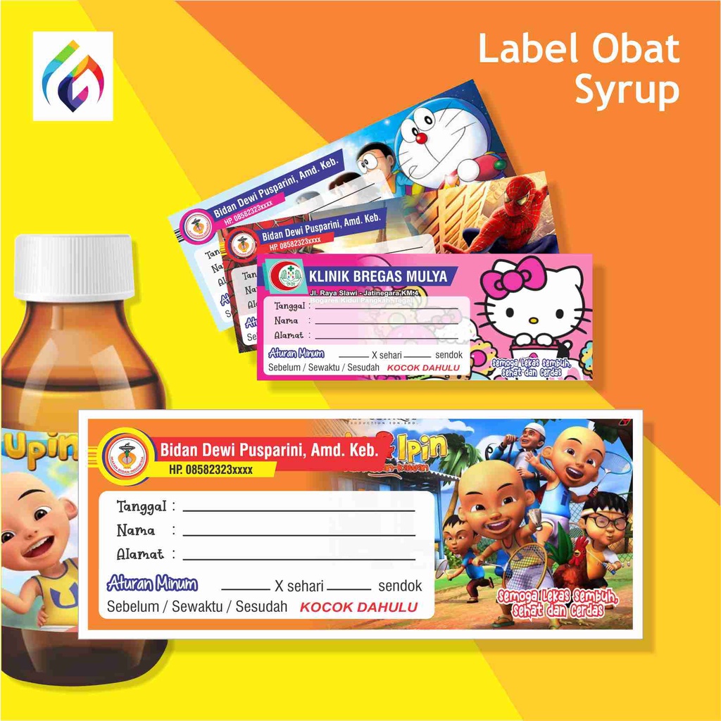 Jual Label obat syup / Etiket obat syrup / Stiker label obat / Stiker ...