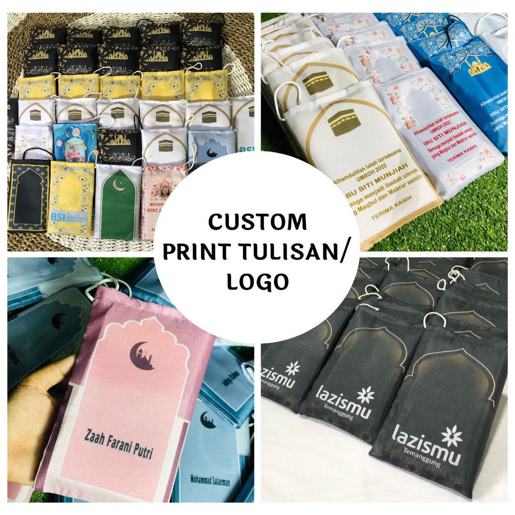 Jual Sajadah Travel Custom Nama Print Logo Sejadah Traveling Jumbo ...