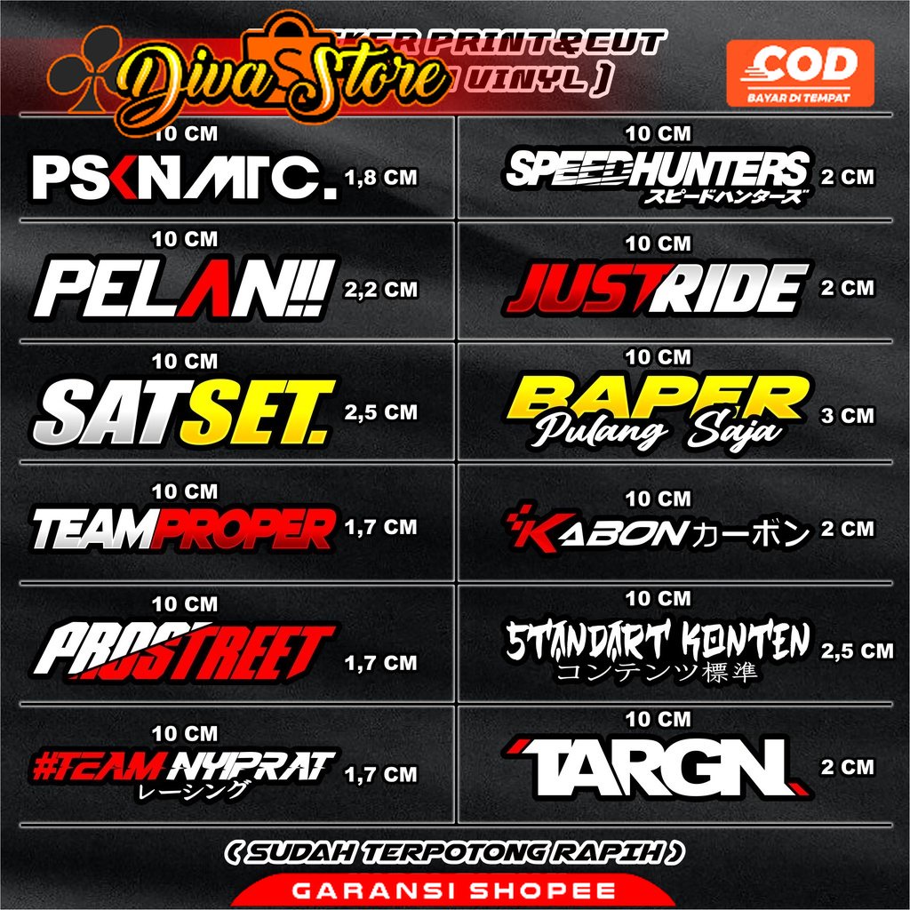 Jual Stiker Racing Vinyl Print & Cut Stiker Motor ( SATUAN ) | Shopee ...