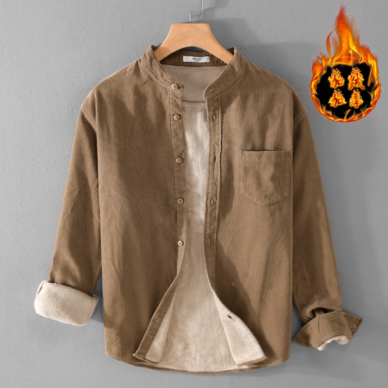 Jual Korduroi Bulu Berlapis Tebal Pria Termal Kemeja Pria Lengan ...