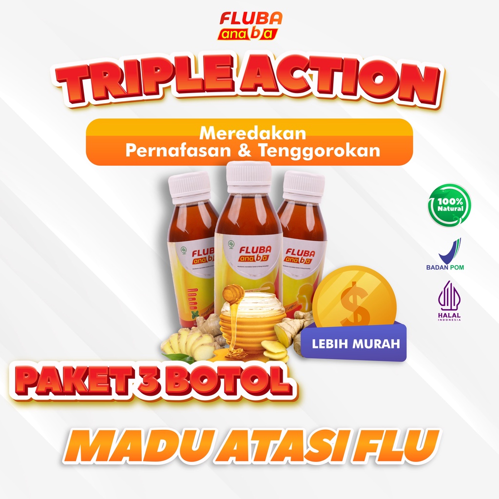 Jual [PAKET 3 BOTOL] FLUBA ANABA Madu Herbal 100% Alami Melegakan ...