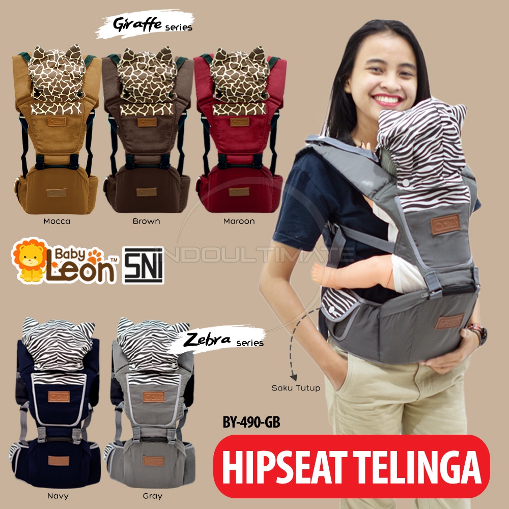 Jual 5in1 Gendongan Bayi Hipseat BABY LEON Depan Multifungsi + TOPI (0 ...