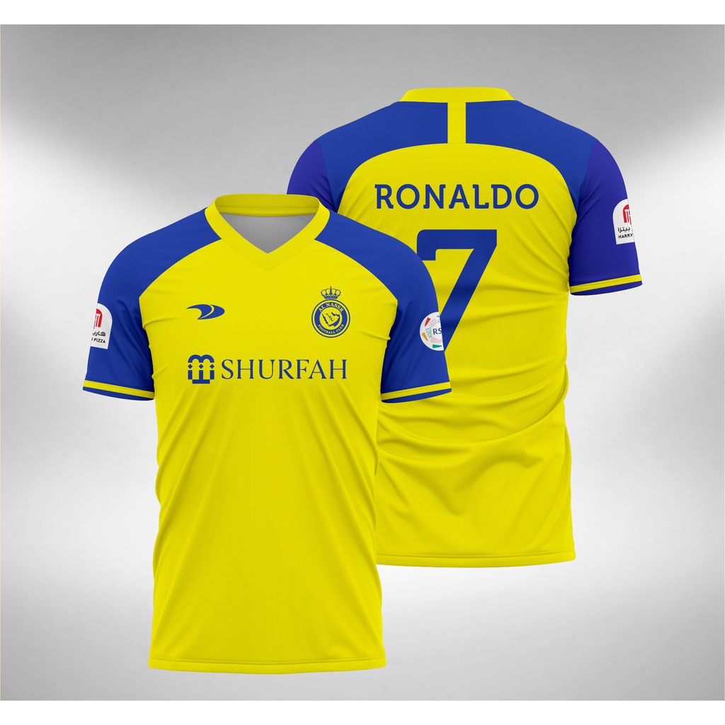 Jual Jersey Al Nassr Ronaldo Home 2022 2023 Full Patch | Shopee Indonesia