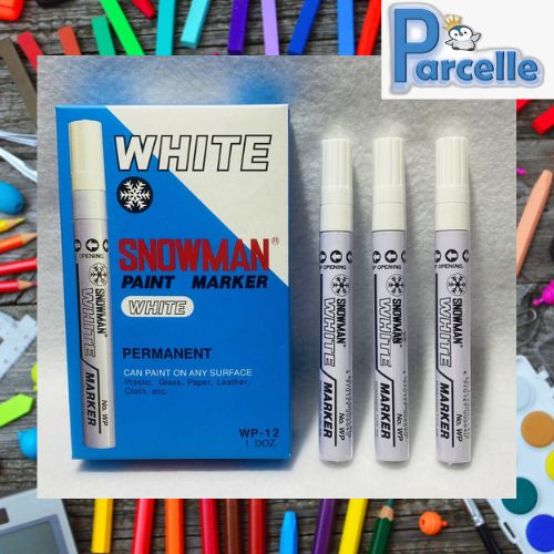 Jual Spidol Snowman Paint Marker Warna White Medium Satuan / PCS ...
