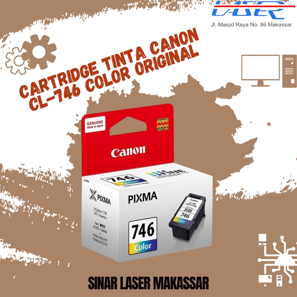Jual TINTA CARTRIDGE CANON CL-746 COLOR ORIGINAL / CARTRIDGE TINTA ...