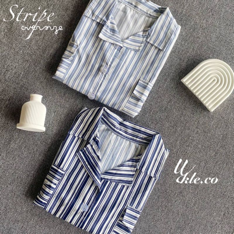 Jual Stripe Crop Shirt Oversize/kemeja crop salur oversize/kemeja salur | Shopee Indonesia