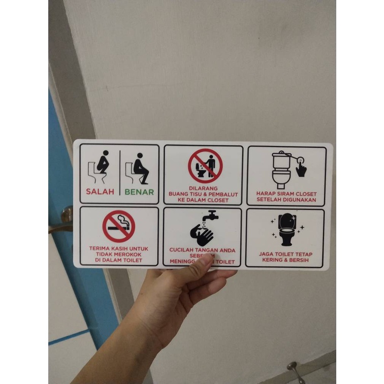 Jual Sign Peraturan 30x15 WC Aturan Toilet Acrylic Putih Sign Board ...