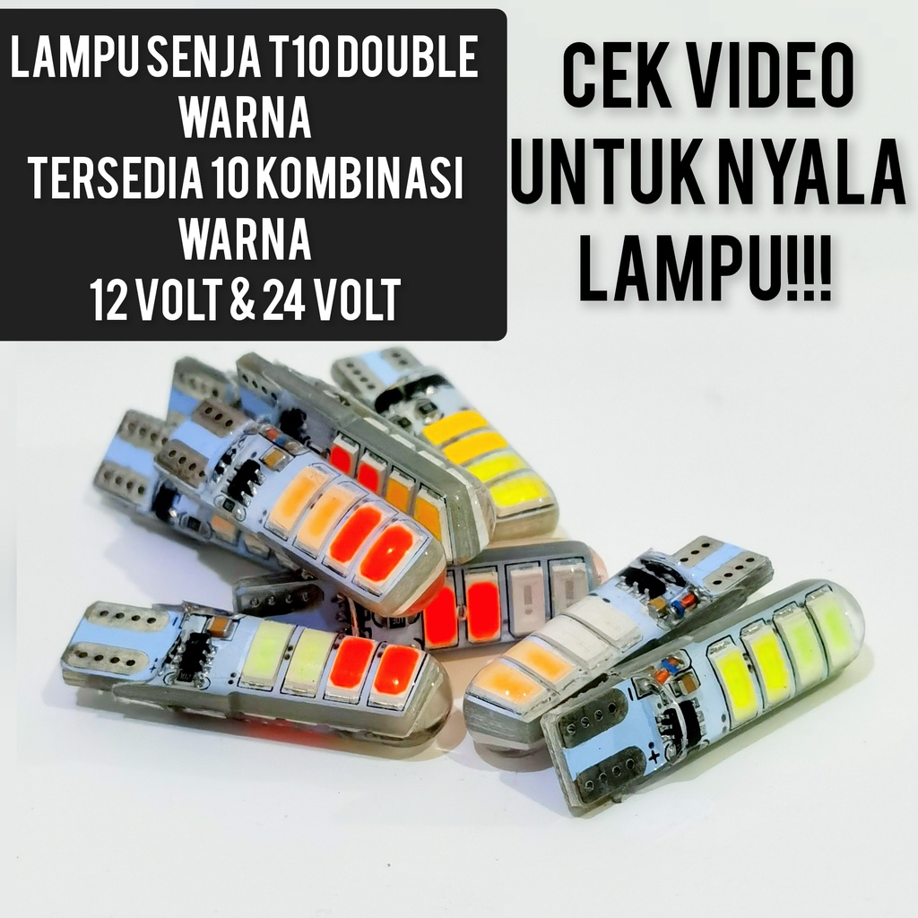 Jual LAMPU LED SENJA T10 2 WARNA FLASH KEDIP 12 VOLT 24 VOLT 12V 24V | Shopee Indonesia
