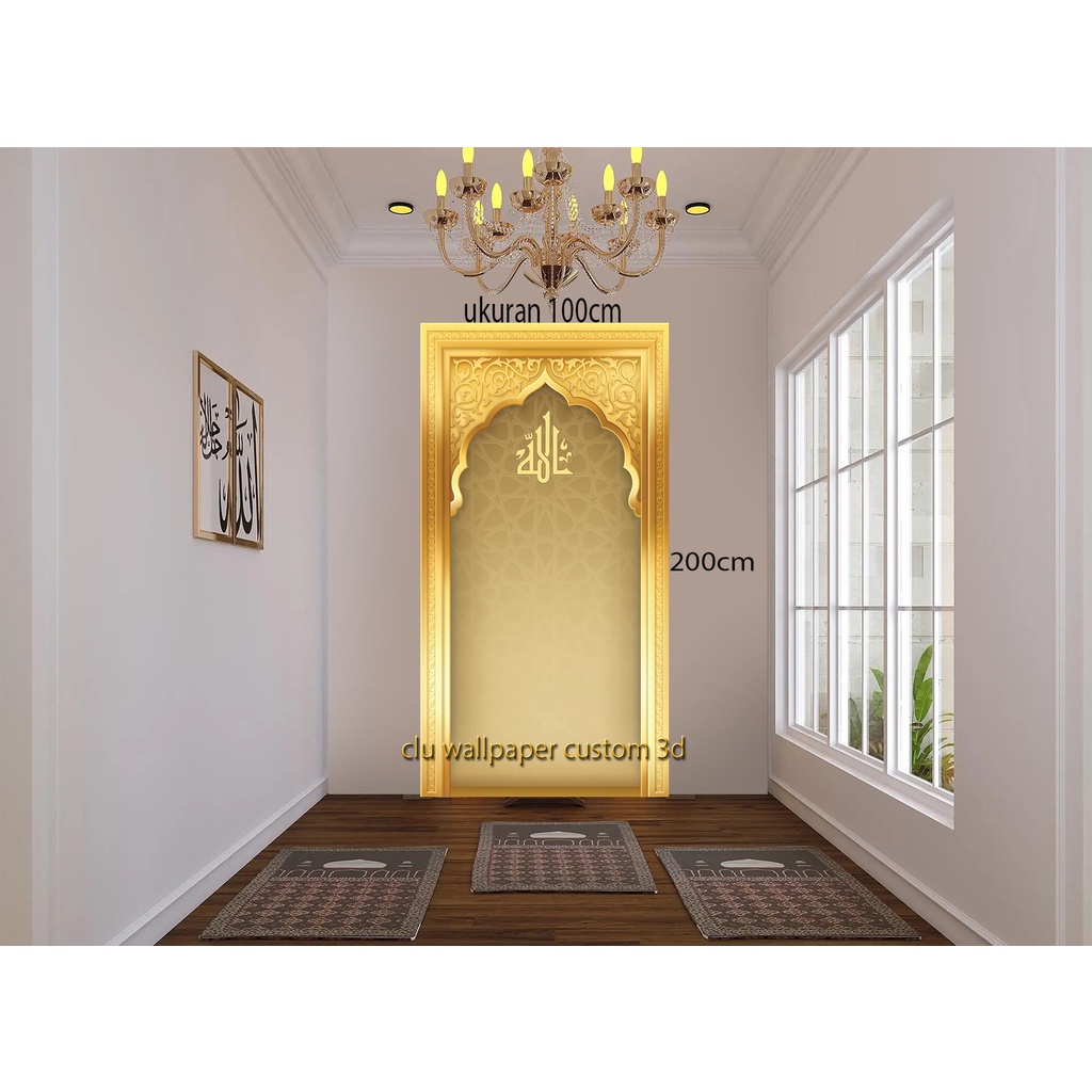 Jual Wallpaper banner belum berperekat Dekorasi Mushola Mihrab Besar ...
