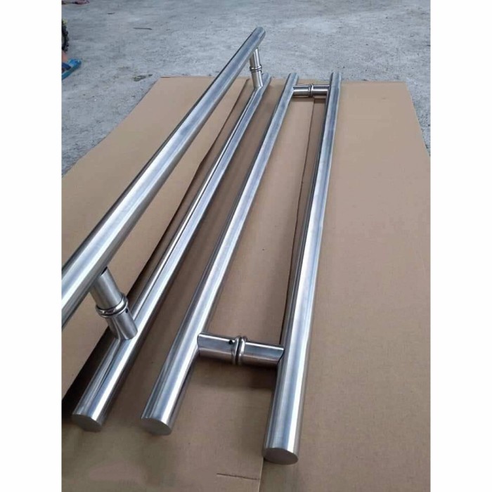 Jual Handle pintu rumah stainlis bulat full doff baut tembus 100cm ...
