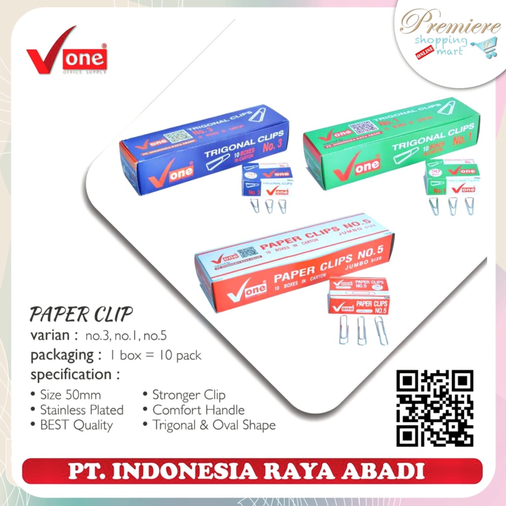 Jual Paper Clip V-ONE / Trigonal Stronger Clips / Klip Penjepit Kertas ...