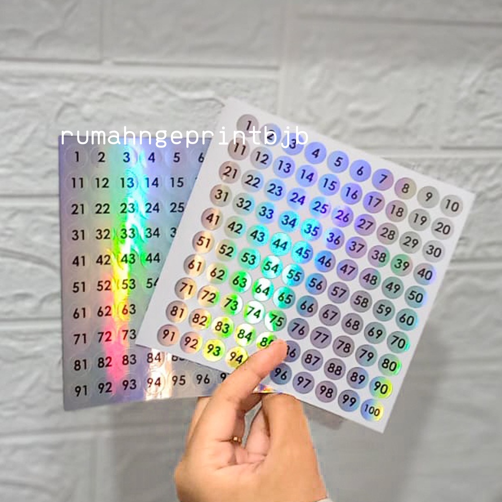 Jual STIKER STICKER ANGKA NUMERIK 1-100 200 120 240 HOLOGRAM PELANGI ...