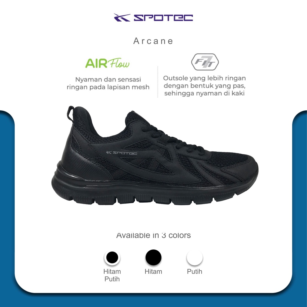 Jual SPOTEC Sepatu SEKOLAH Artikel ARCANE Hitam/Hitam | Shopee Indonesia