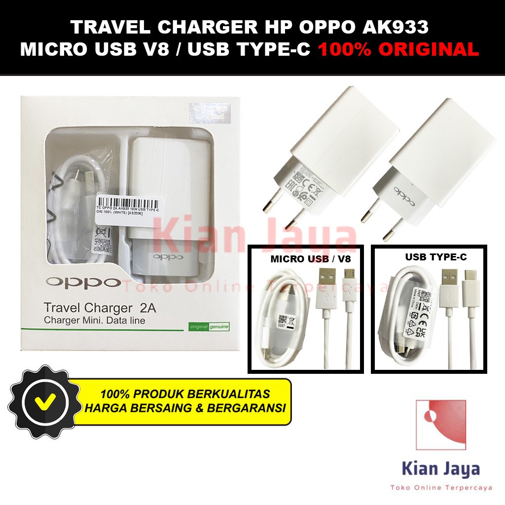 Jual [Garansi 100% Ori] Travel Charger OPPOO AK933 F5 / F7 / A37 / F1S ...