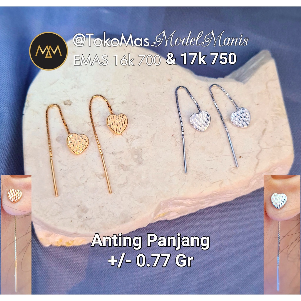 Jual Anting korea love ukir emas kuning putih 700/750 kadar 16k/17k ...