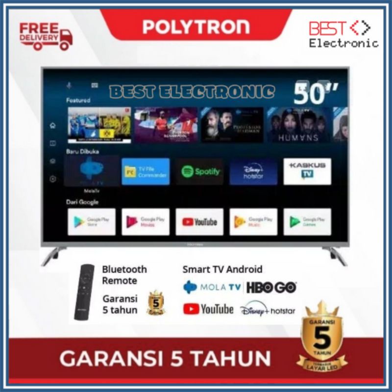 Jual Smart Android TV POLYTRON Digital Mola LED TV 50 inch PLD 50AS8858 Free EPL Garansi Resmi ...
